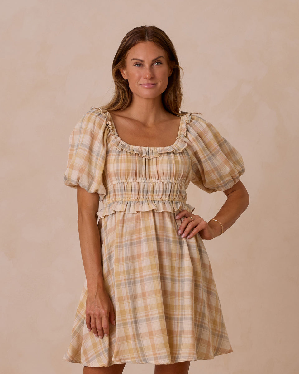 Shayla Dress in Pastel Plaid by Rylee + Cru